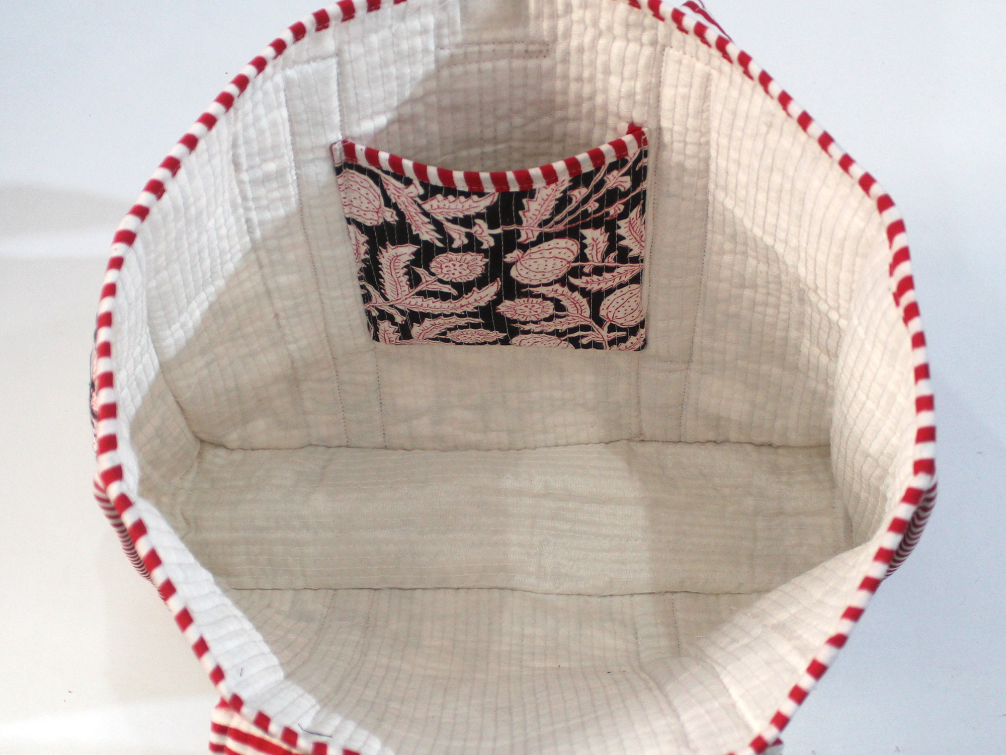 Block Printed Quilted Tote Bag , Indian Handmade Shoulder Bag's ...