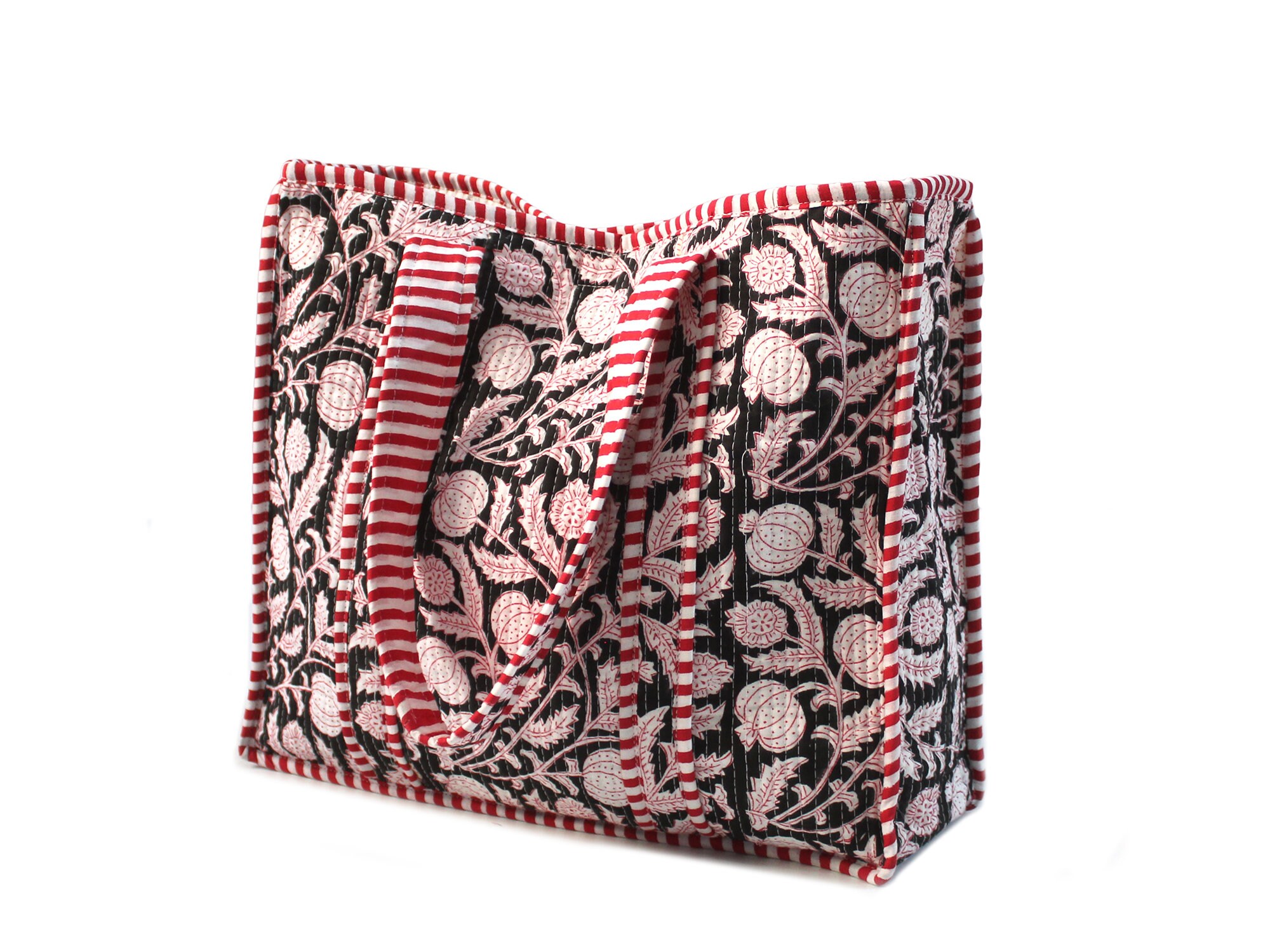 Block Printed Quilted Tote Bag , Indian Handmade Shoulder Bag's ...