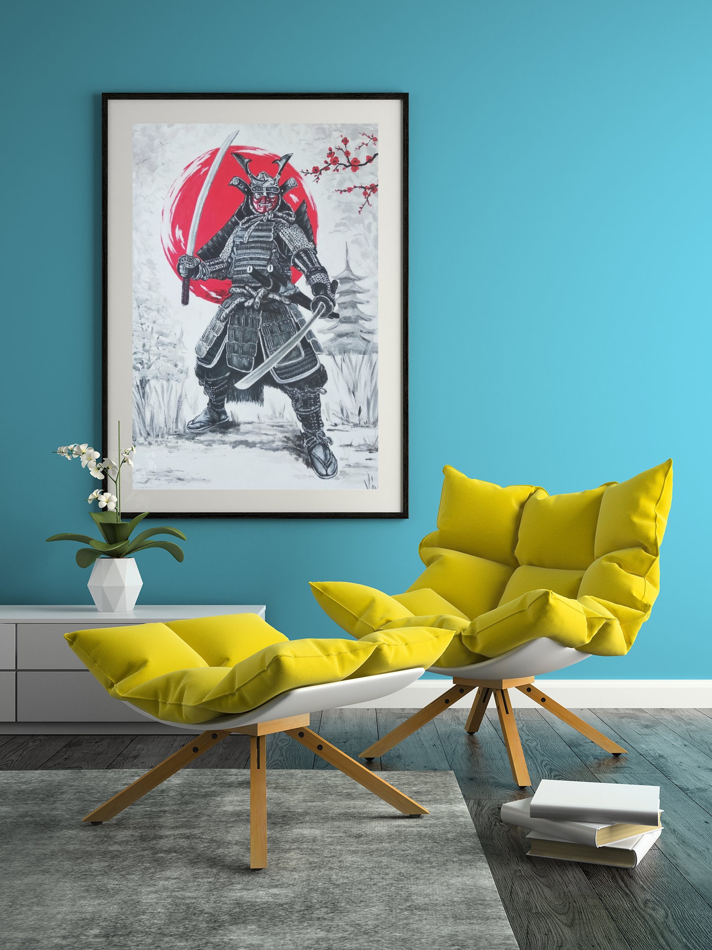 Digital Download. Samurai Warrior in Battle - Traditional Japanese Art ...