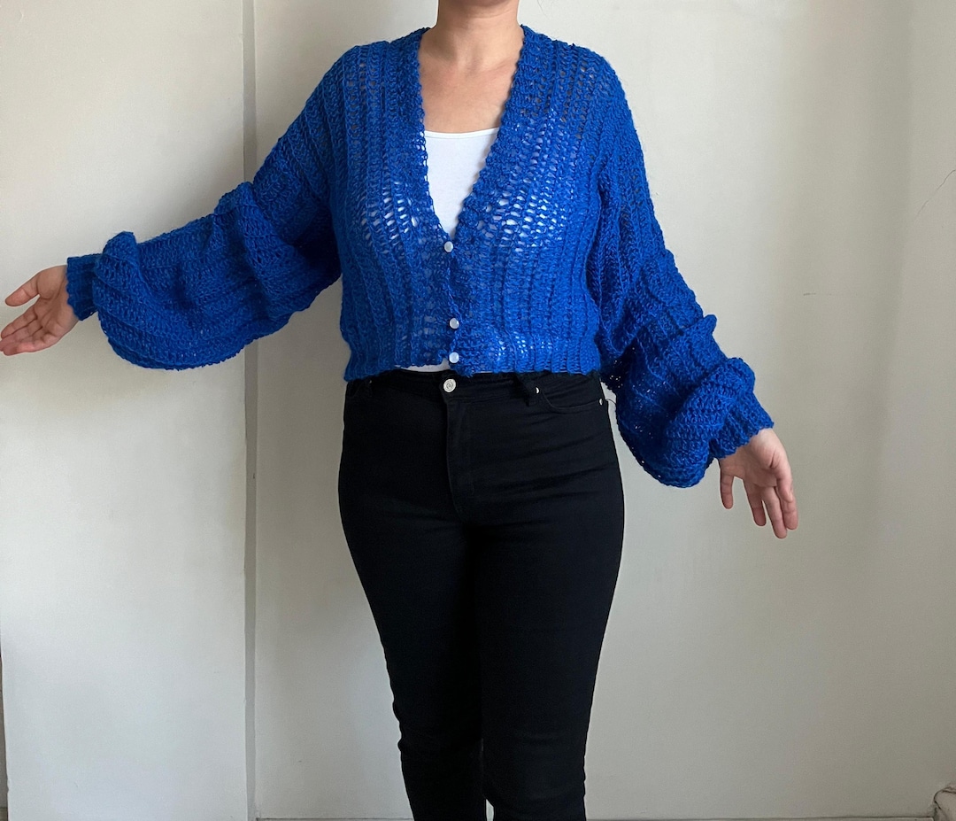 Crochet Mohair Cardigan Pattern | Puffy Sleeves, XS-XXL (PDF Pattern ...