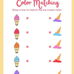 Summertime Matching Worksheets - Etsy