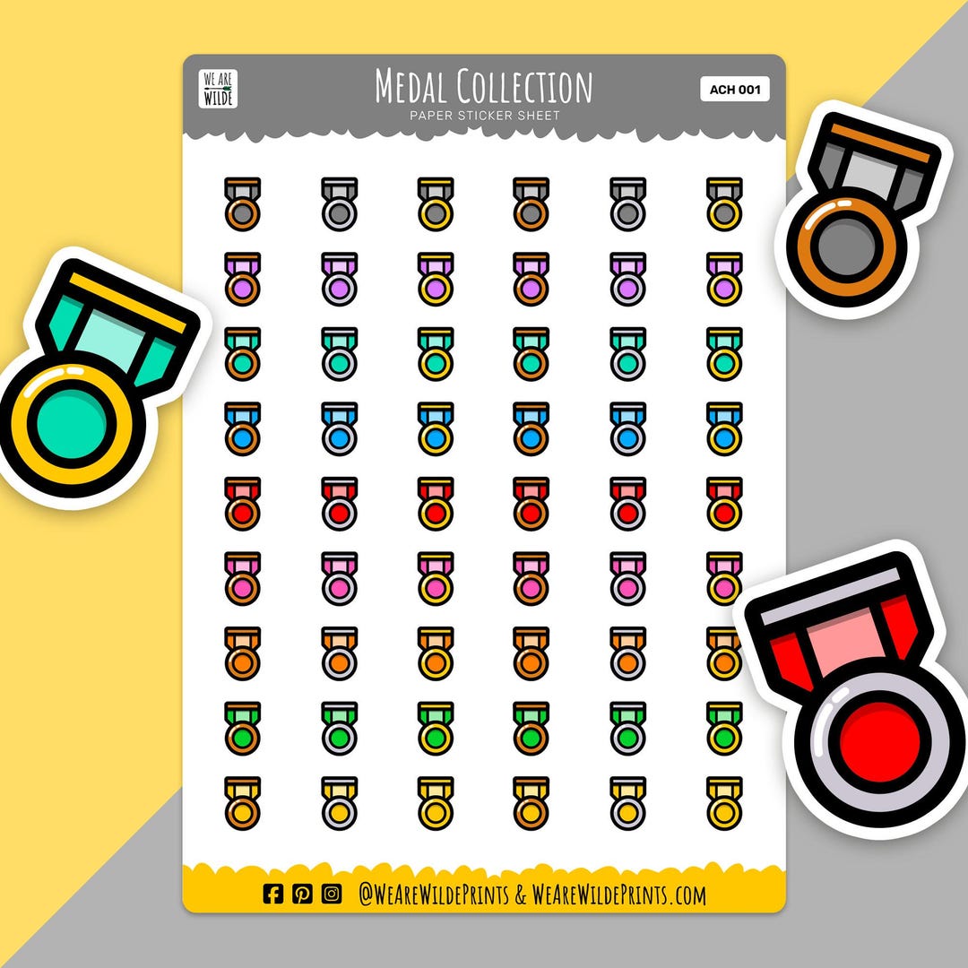 Medal Collection Sticker Sheet Achievement Planner Stickers, Project ...