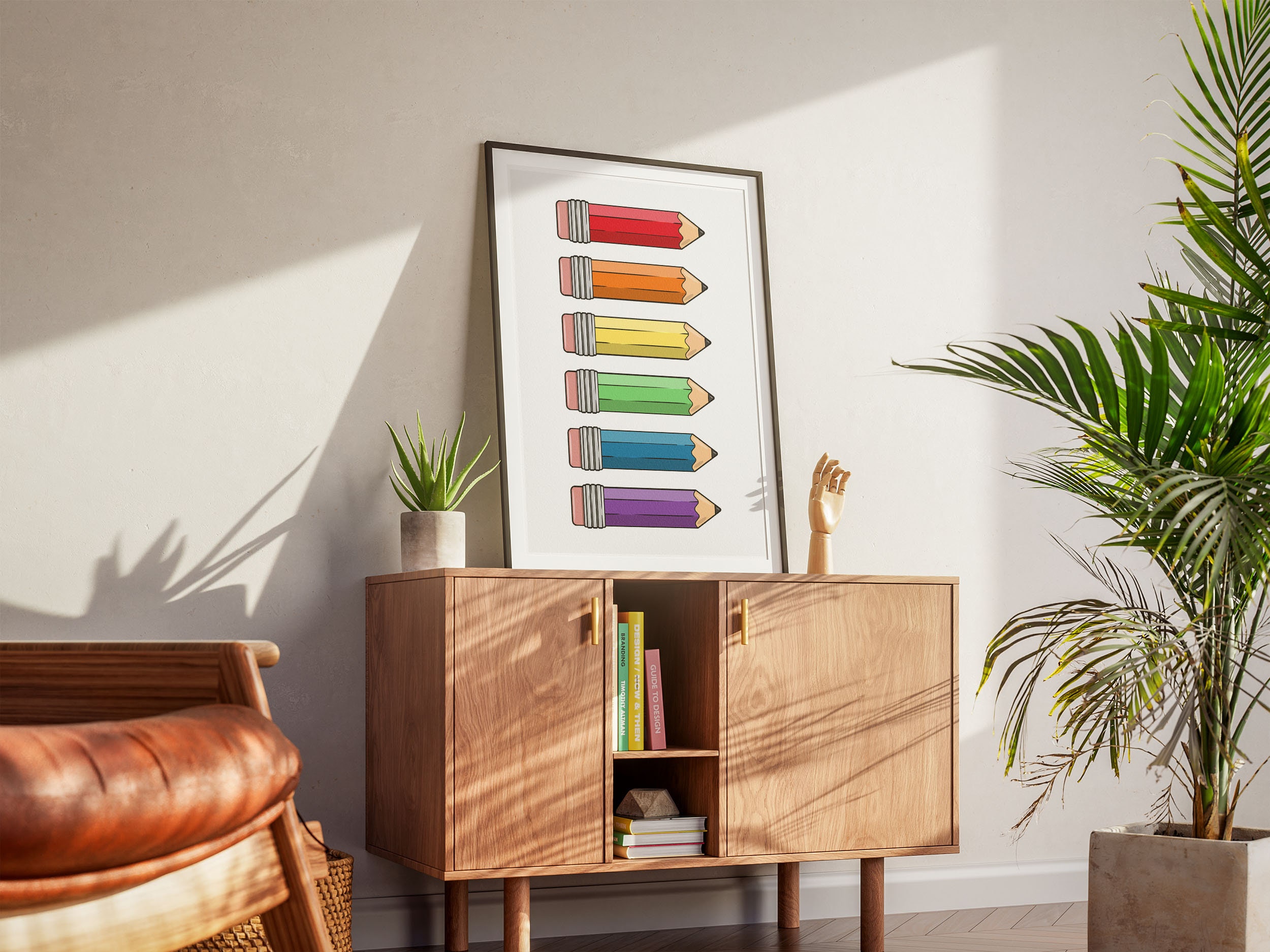 Rainbow Pencil Print, Fun Posters for Kids, Home Office Wall Art ...