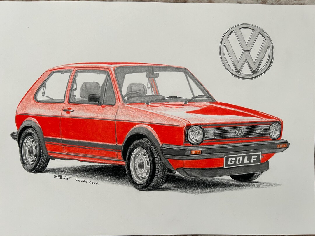 Volkswagen Golf GTI Mk 1. A Fine Art Pencil Drawing Print. - Etsy