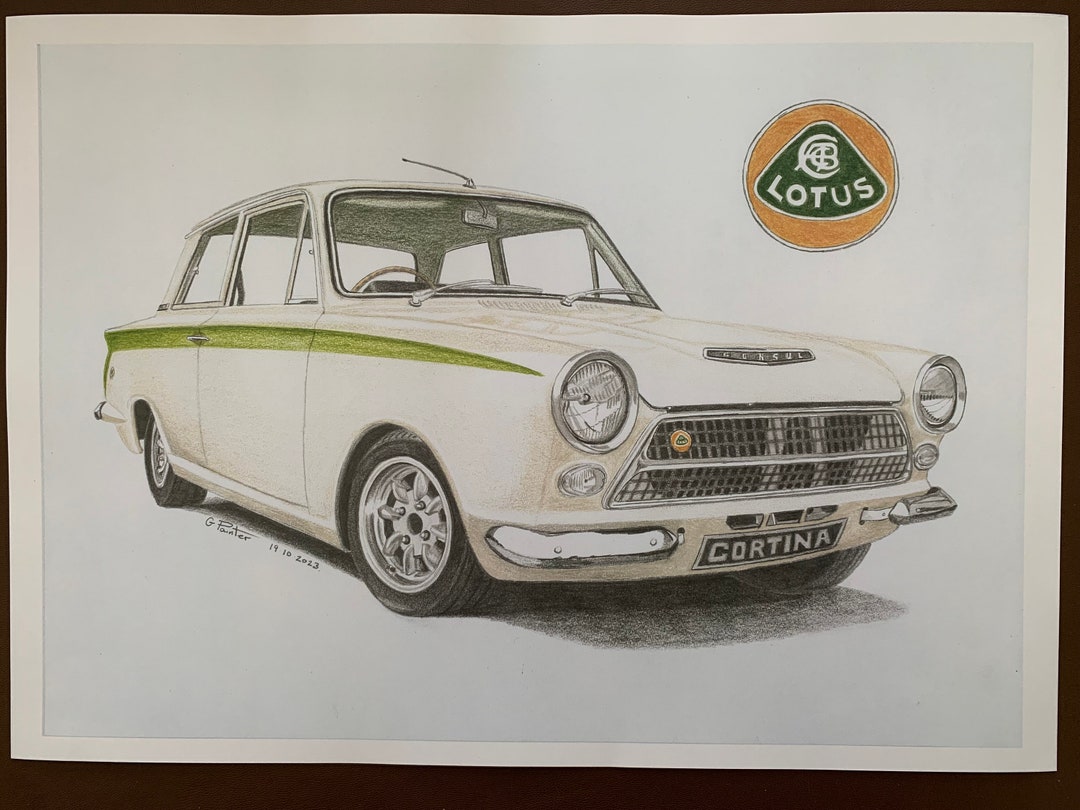 Lotus Cortina Mk1. A Fine Art Pencil Drawing Print - Etsy