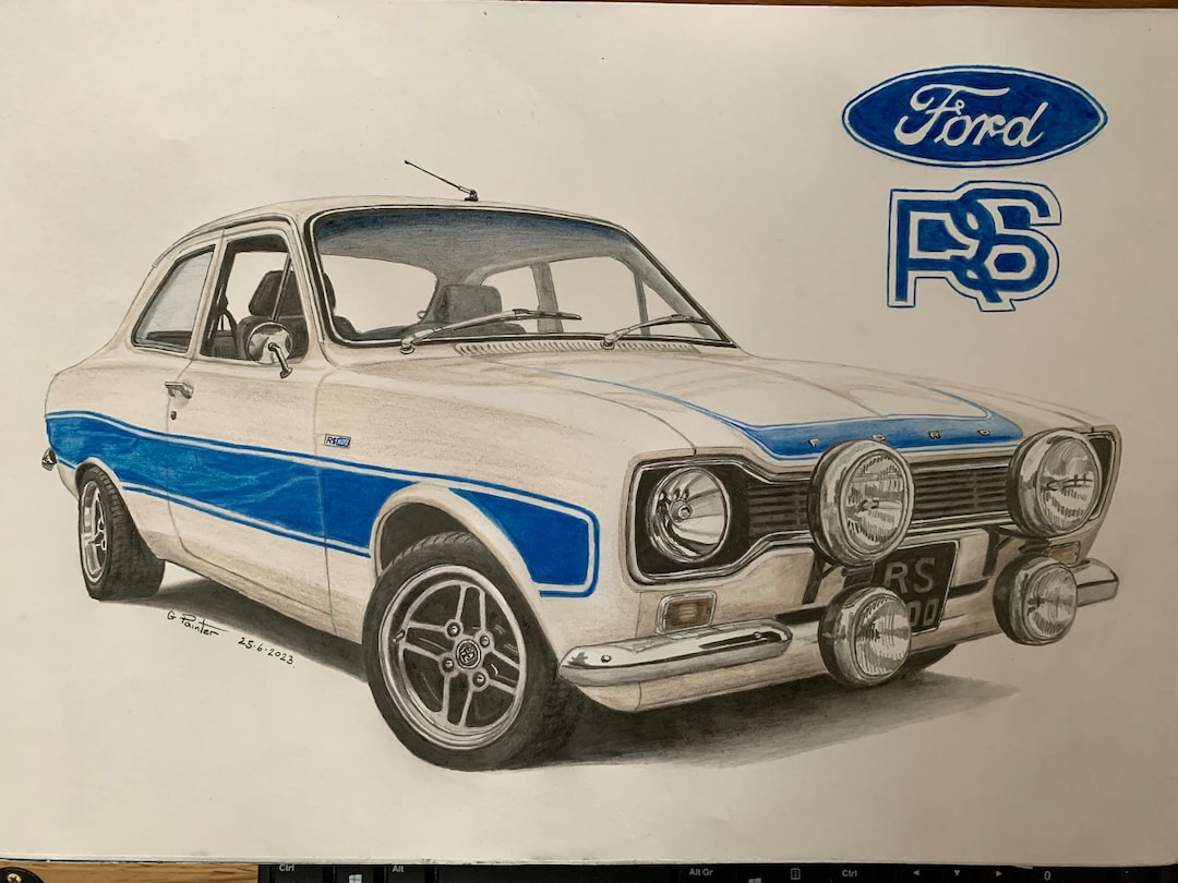 Ford Escort Mk 1 RS2000. A Fine Art Pencil Drawing Print. - Etsy UK