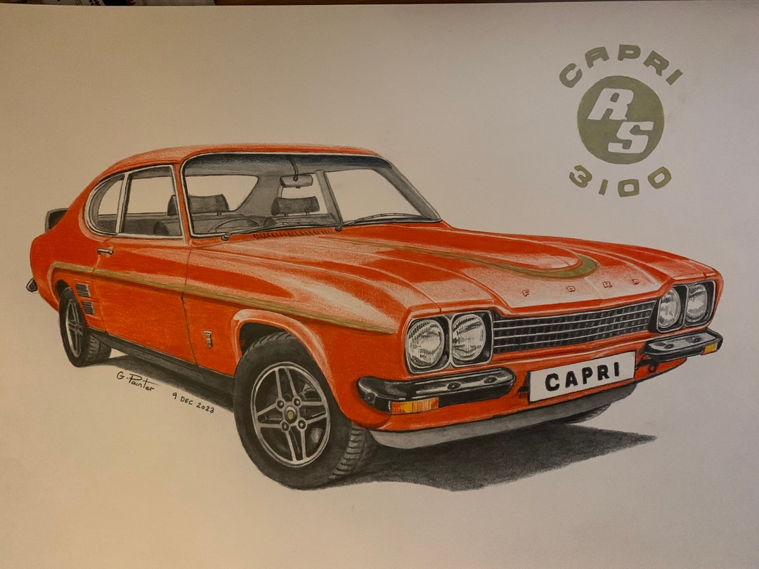 Ford Capri RS 3100. A Fine Art Pencil Drawing Print - Etsy UK