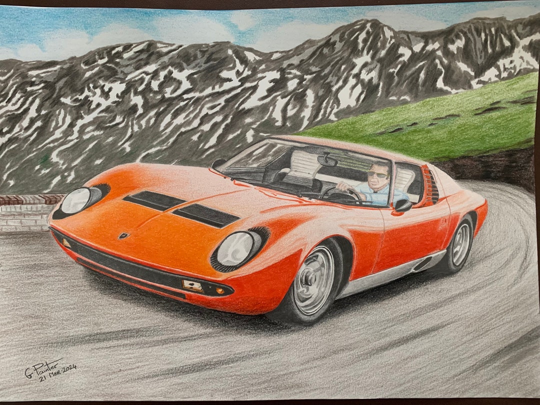 The Italian Job Lamborghini. A Fine Art Pencil Drawing Print - Etsy