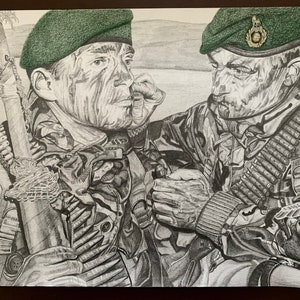Royal Marine Commandos, C1982 Falklands Campaign. Fine Art Pencil ...