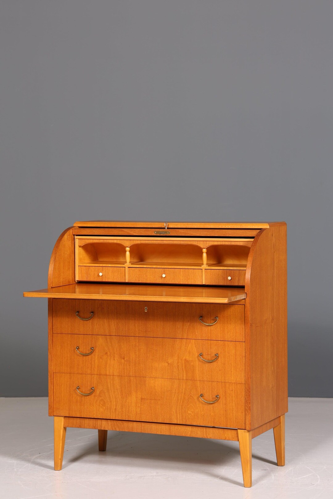 Simple Mid Century Roller Shutter Secretary Real Wood Office Cabinet ...
