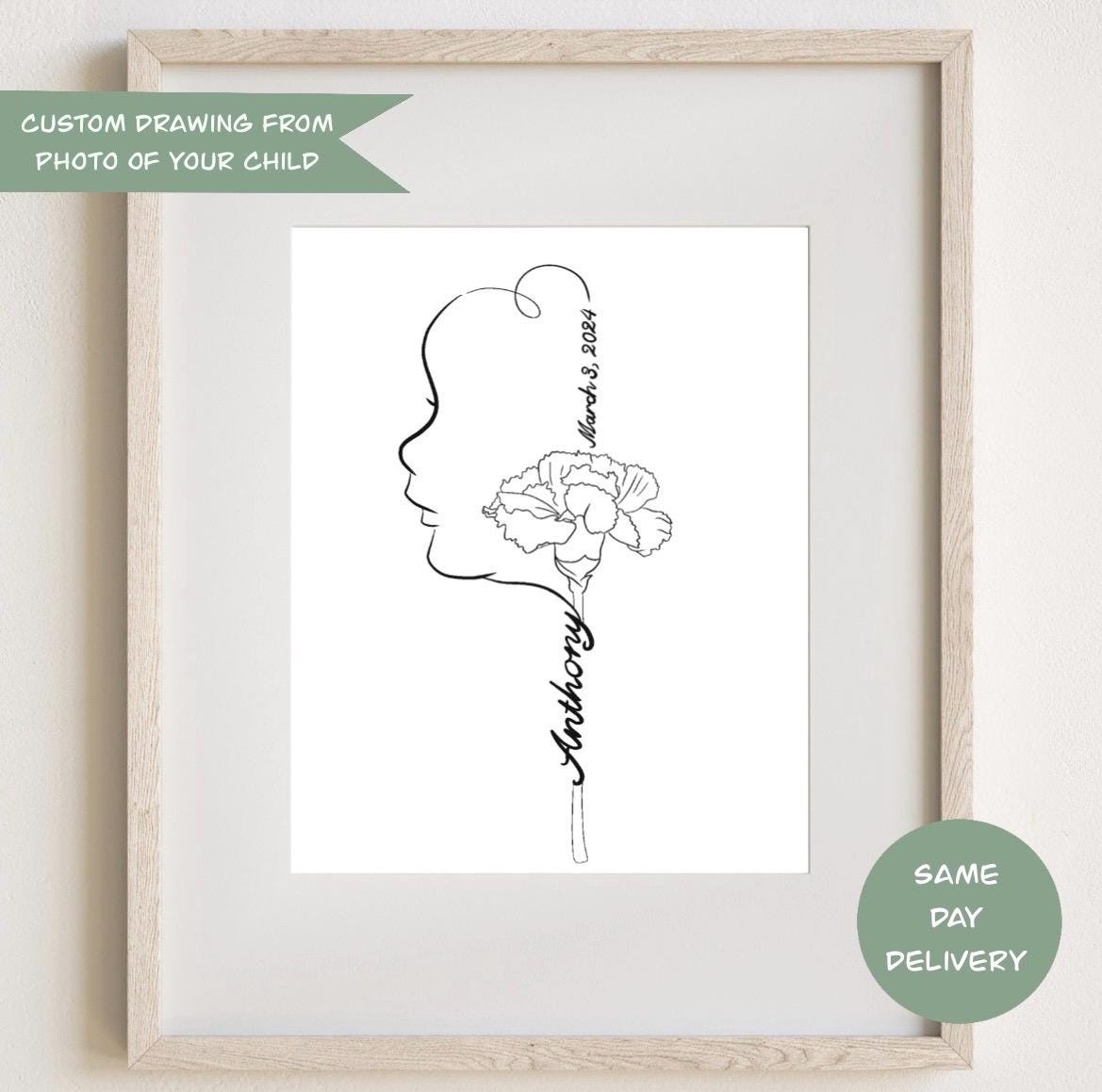 CUSTOM Side Profile / Baby Line Drawing / Baby Tattoo / Hand Drawn ...