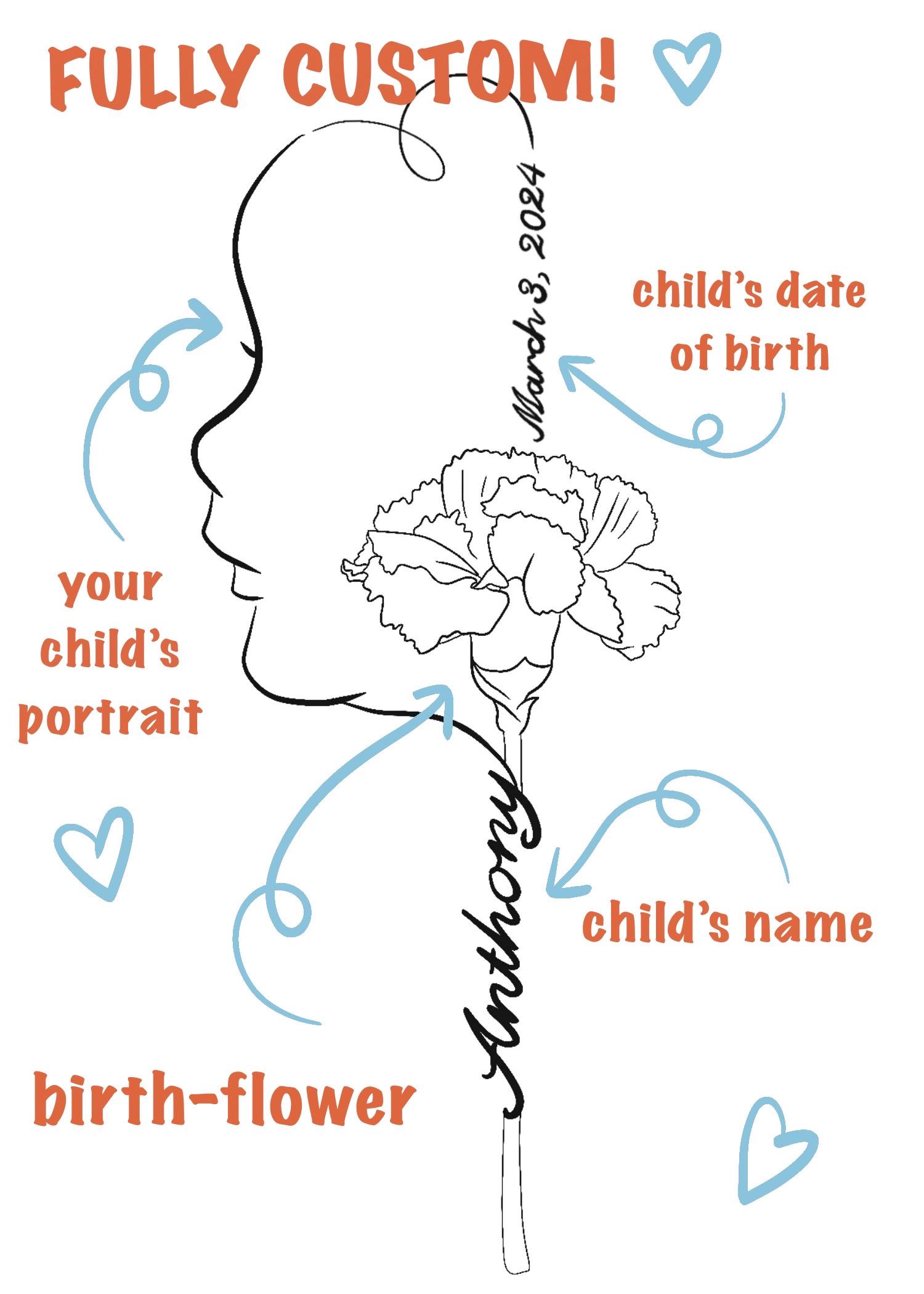 CUSTOM Side Profile / Baby Line Drawing / Baby Tattoo / Hand Drawn ...
