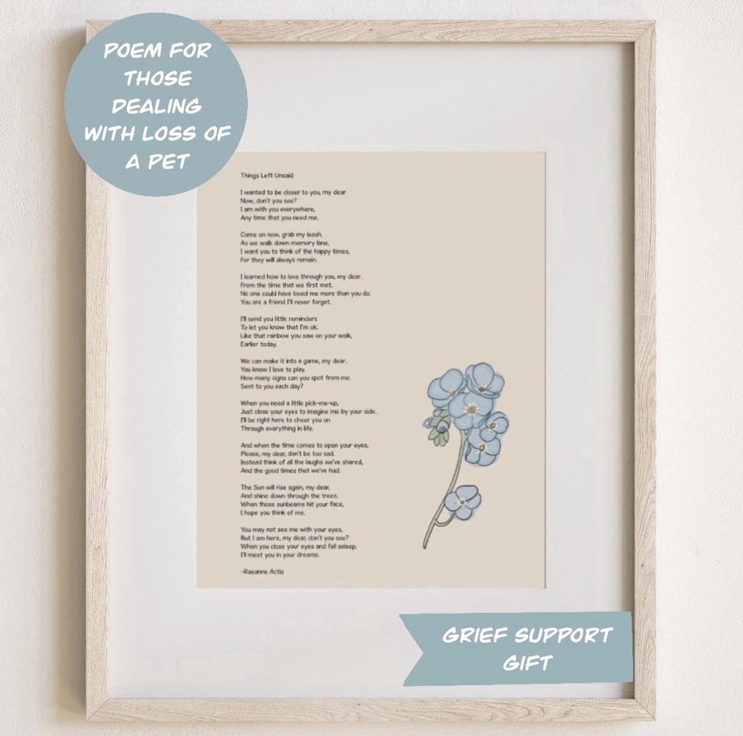 Pet Loss Poem Print: Bereavement Gift, Shrine Memorial Decor (8x10 ...