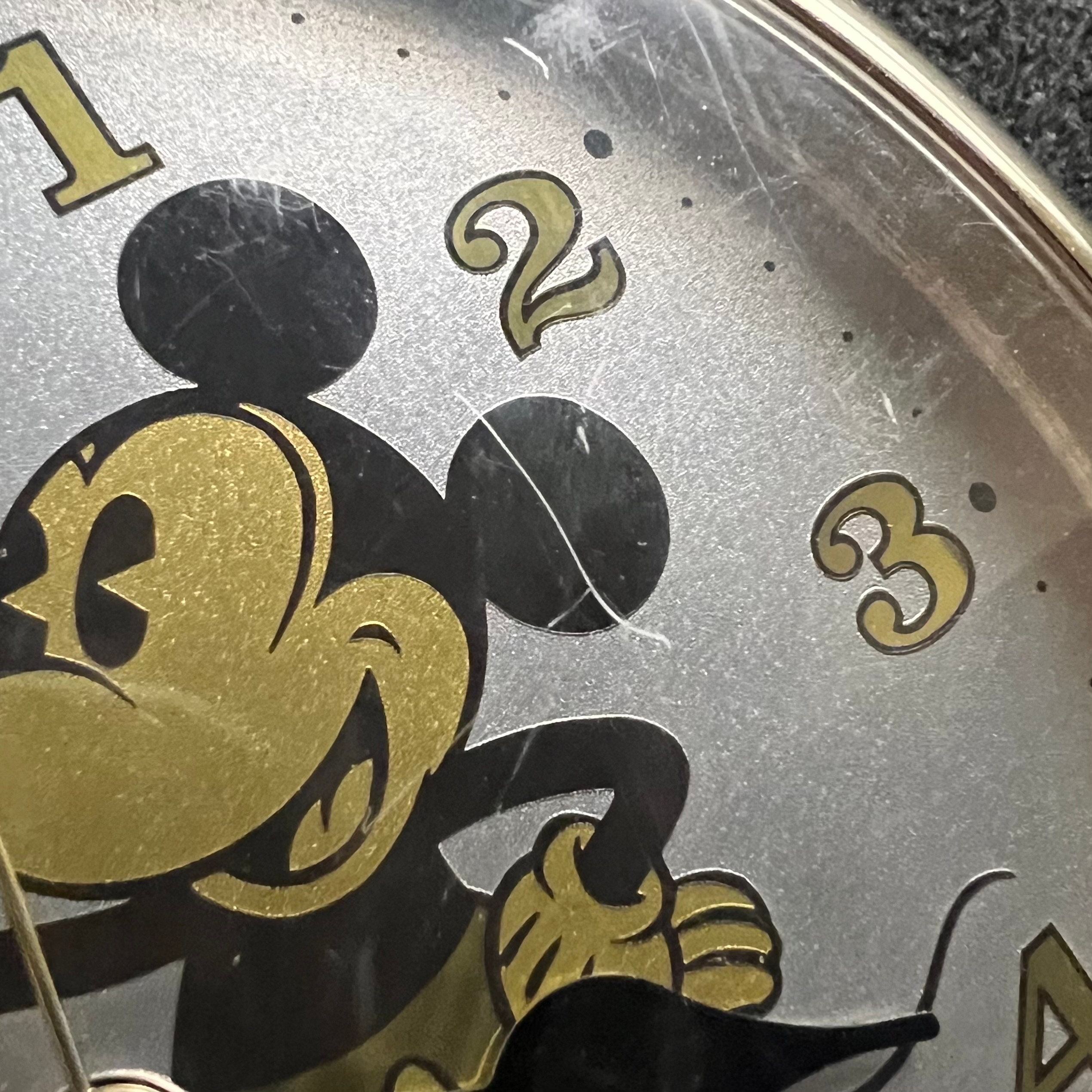 1970s Mickey Mouse Clock Shaped Like Pocket Watch, Gold-tone Quartz ...