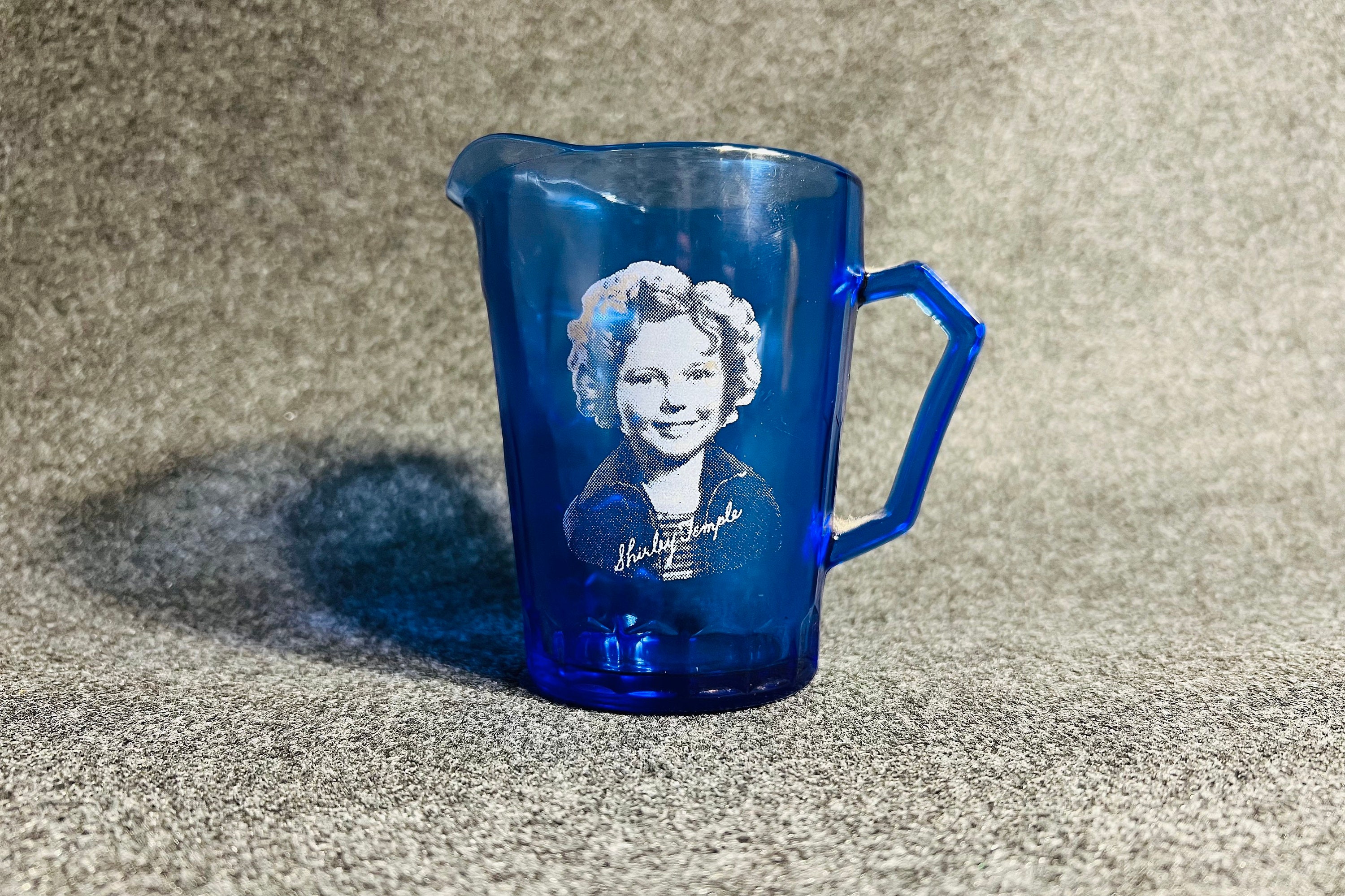 Vintage Cobalt Blue Shirley Temple Depression Glass Pitcher, Glass ...