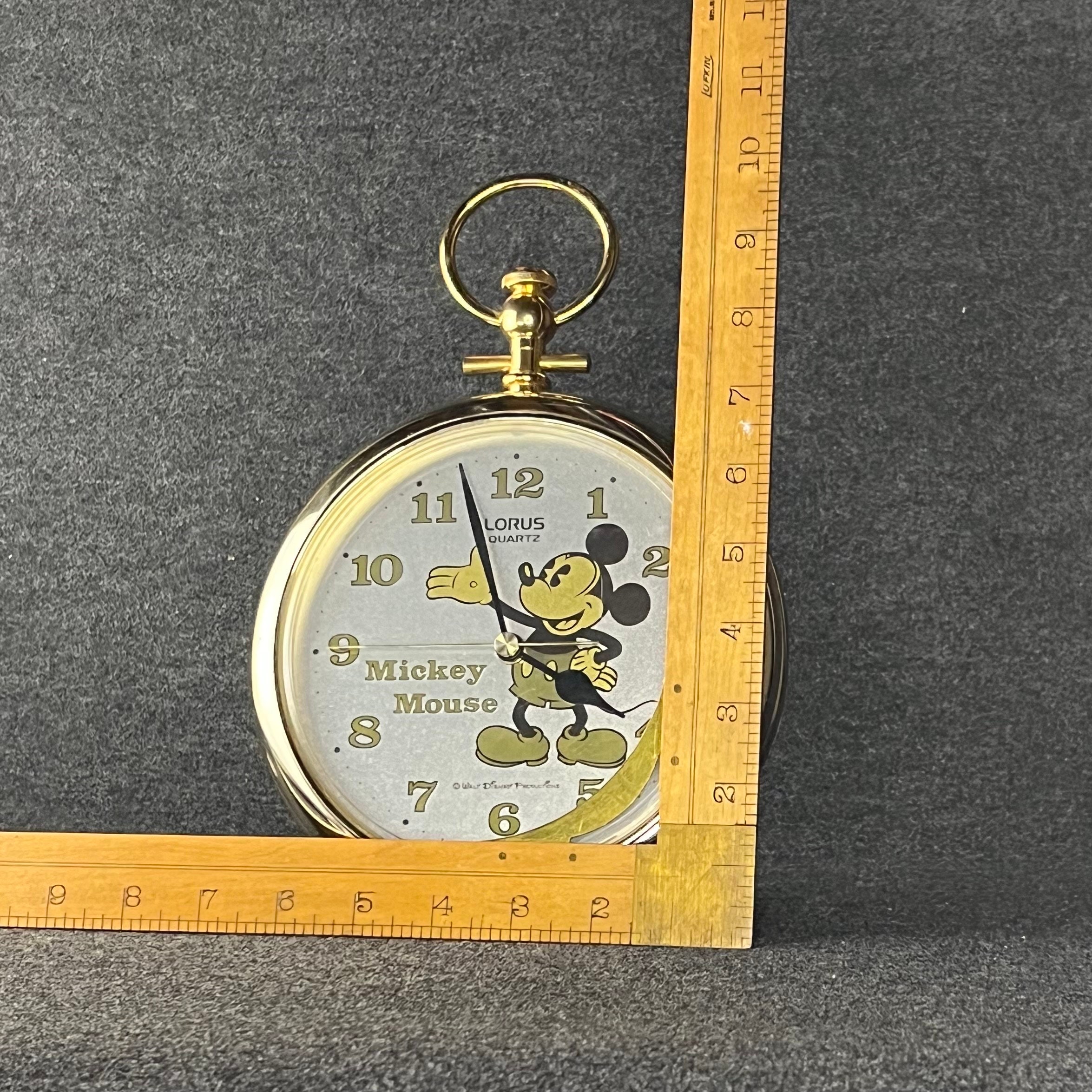 1970s Mickey Mouse Clock Shaped Like Pocket Watch, Gold-tone Quartz ...