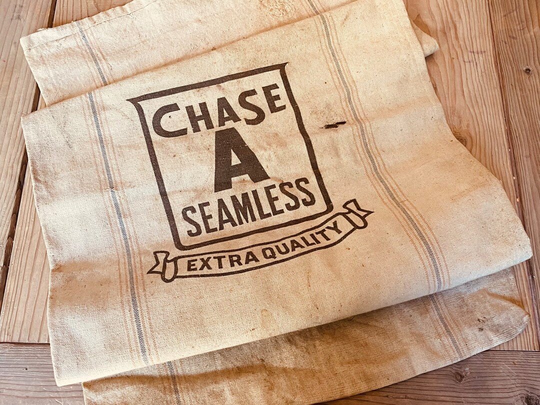 Vintage Feed Sack, Chase A Seamless Grain Sack, Rustic Farmhouse Decor ...