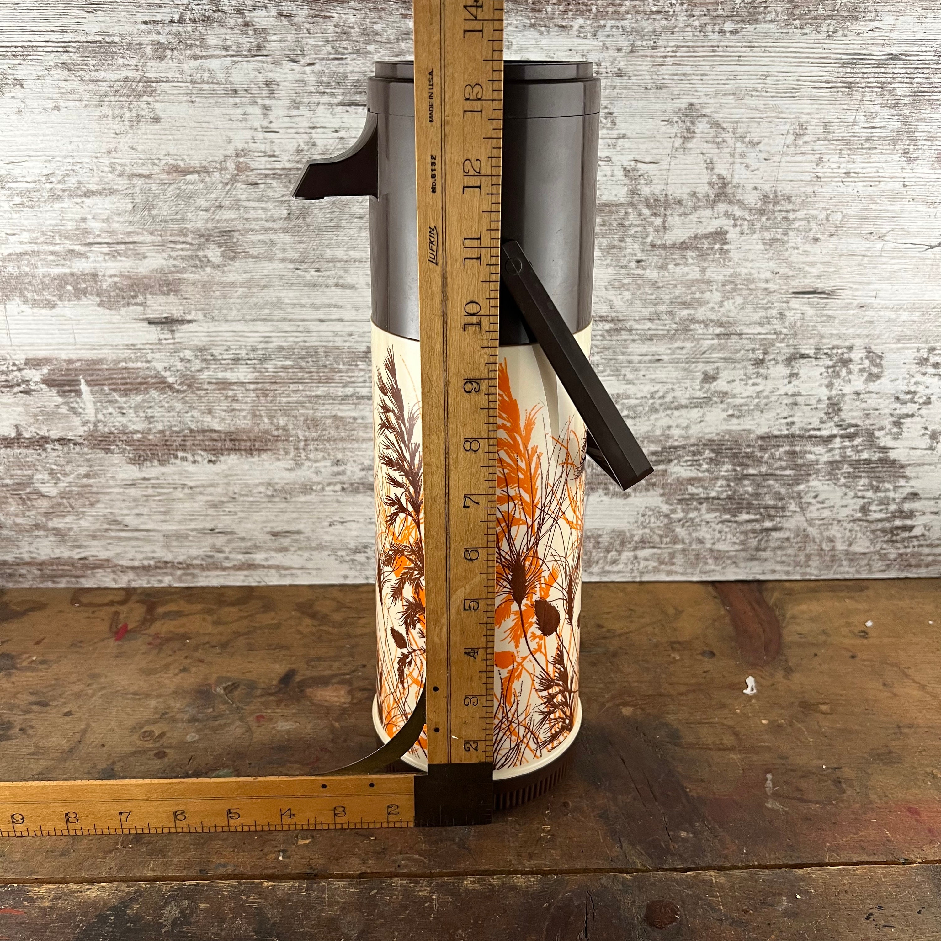 Vintage Aladdin Pump-a-drink Thermos Carafe in Autumn Wheat Pattern ...