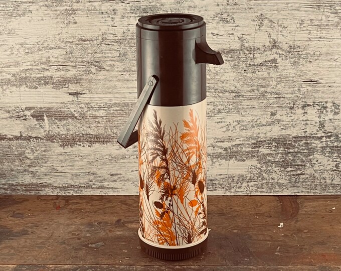 Vintage Aladdin Pump-a-drink Thermos Carafe in Autumn Wheat Pattern ...