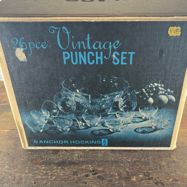 Vintage Punch Bowl Set, Service for Twelve, Anchor Hocking Vintage ...