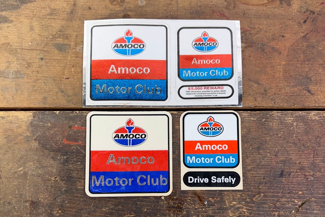 Amoco Motor Club Decal, New Old Stock 1960s and 1970s Amoco Motor Club ...