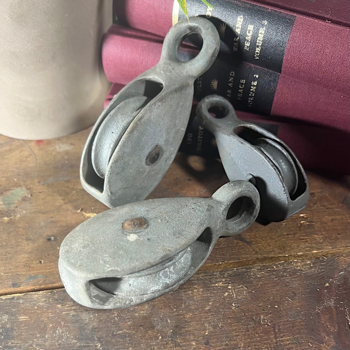Vintage Industrial Decor Old Gray Metal Pulleys - Etsy