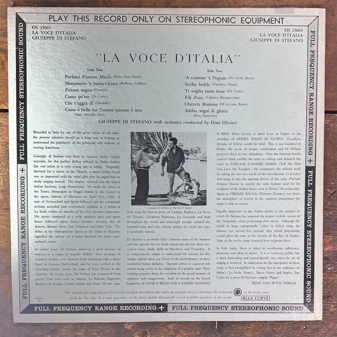 Classic Italian Records, Vintage Vinyl; Mario Lanza, Giuseppe Di ...