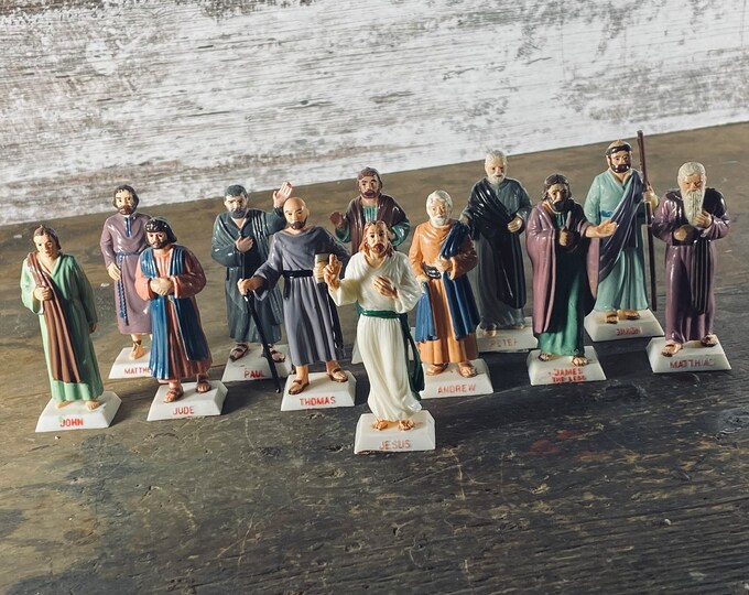 Vintage Figurines of Jesus and the Apostles, 1950s Marx Toys, Religious ...