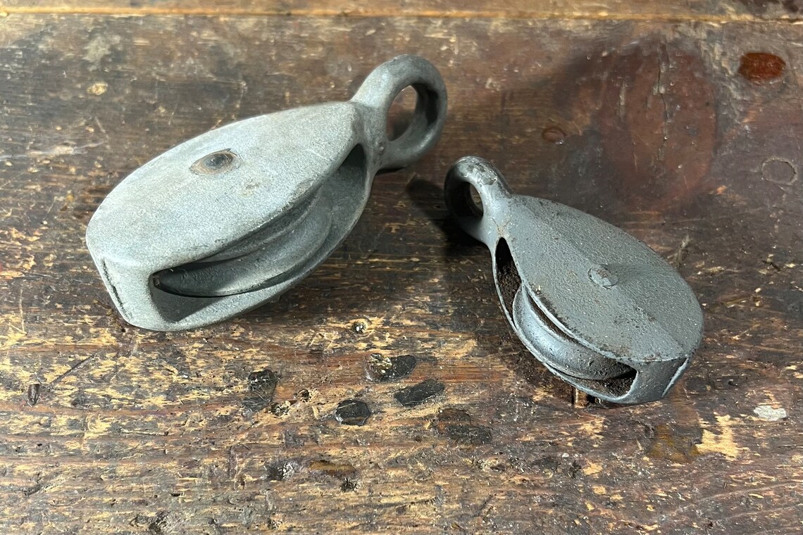 Vintage Industrial Decor Old Gray Metal Pulleys - Etsy