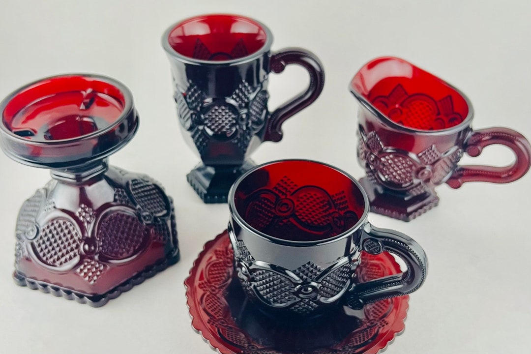 Vintage Red Glassware, Cape Cod Ruby Red 1876 Avon by Wheaton Glass ...