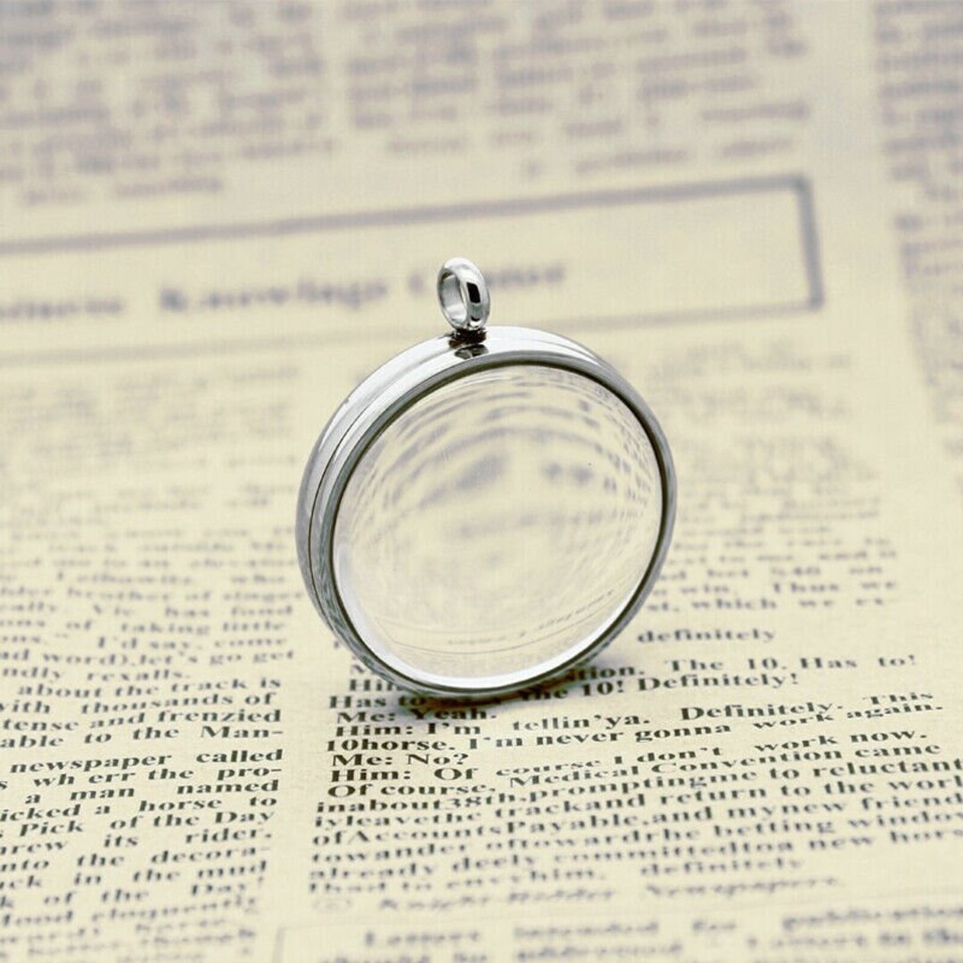 Silver and Glass Floating Memory Locket - Etsy