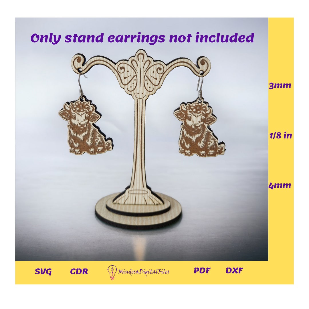 Earrings Stand Design for Laser Cut, Laser Files, Earring Files ...