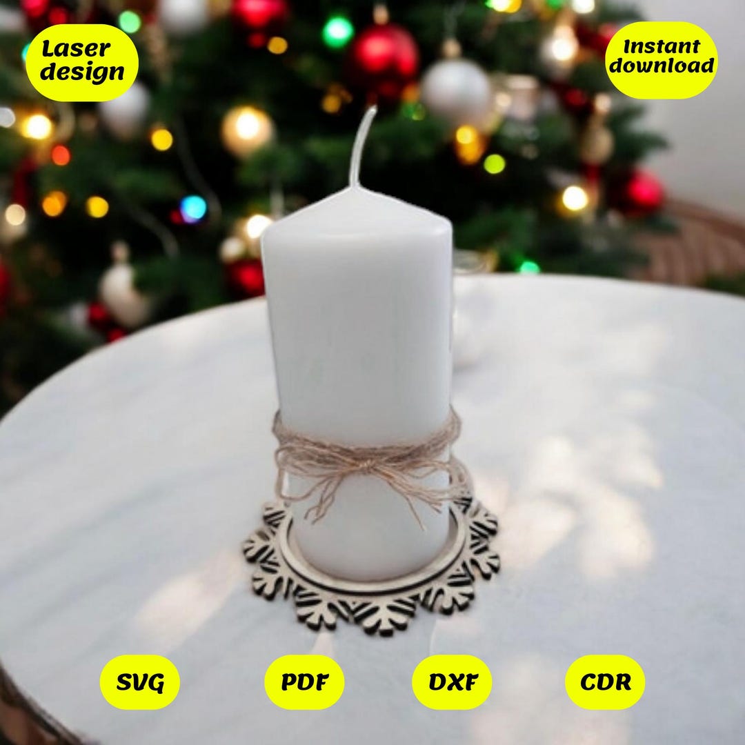 Snowflake Candle Base Design for Laser Cut, Cnc , Digital Files, Cdr ...