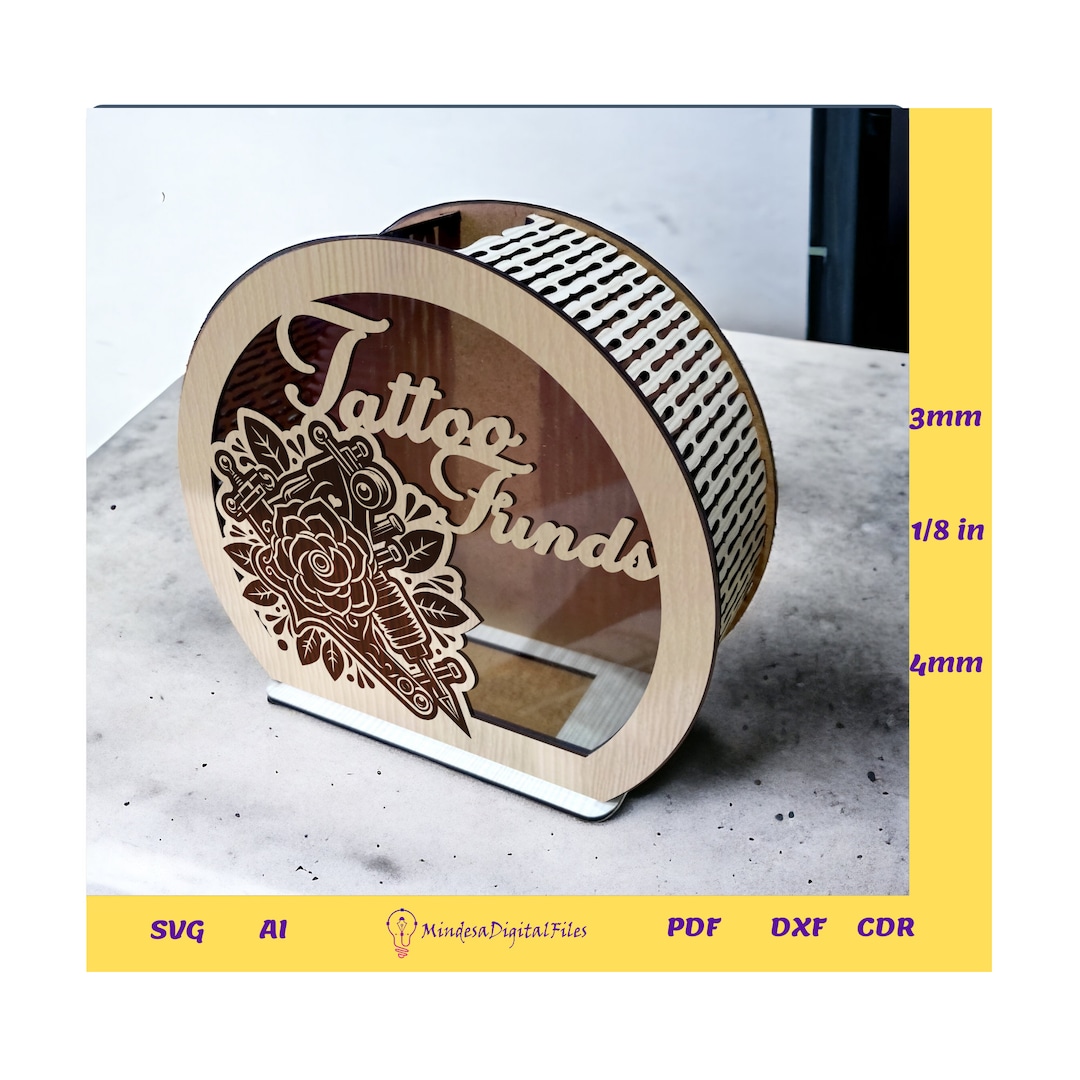 Front Part Tattoo Funds Design for Changeable Bank Laser File, Digital ...
