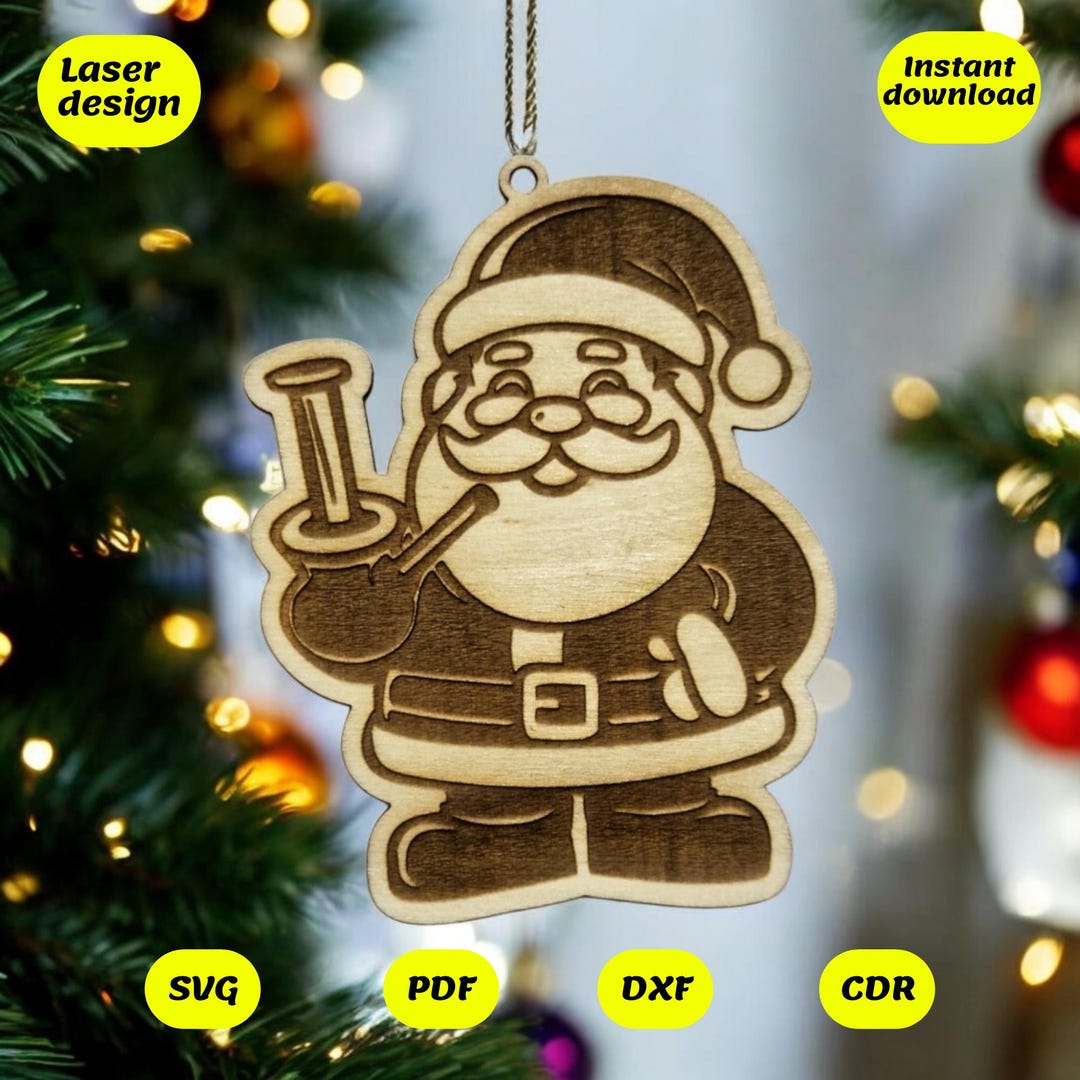 Laser Cut File Stoned Santa Ornament, Laser Design, Svg Files, Laser ...