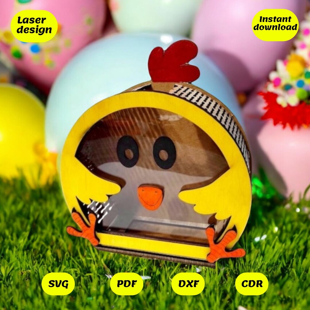 Easter Chick Candy Box Designs for Laser Cut, Digital Files, Cdr, Dxf ...