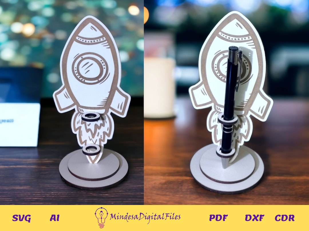 Rocket Shape Pen Stand Design for Laser Cut Digital Files - Etsy