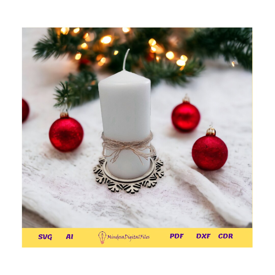 Snowflake Candle Base Design for Laser Cut, Cnc , Digital Files, Cdr ...