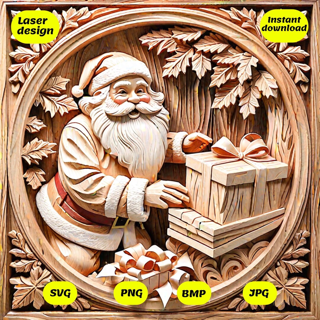 3D Santa With Gifts Laser Engraving File (PNG, BMP, TIF) - Etsy