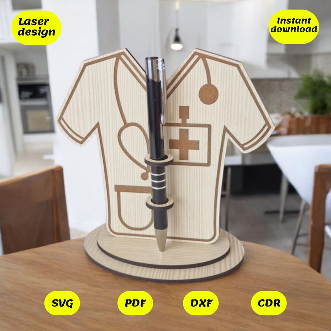 Nurse Pen Stand Design for Laser Cut, Digital Files, Cdr, Dxf, Ai, Svg ...