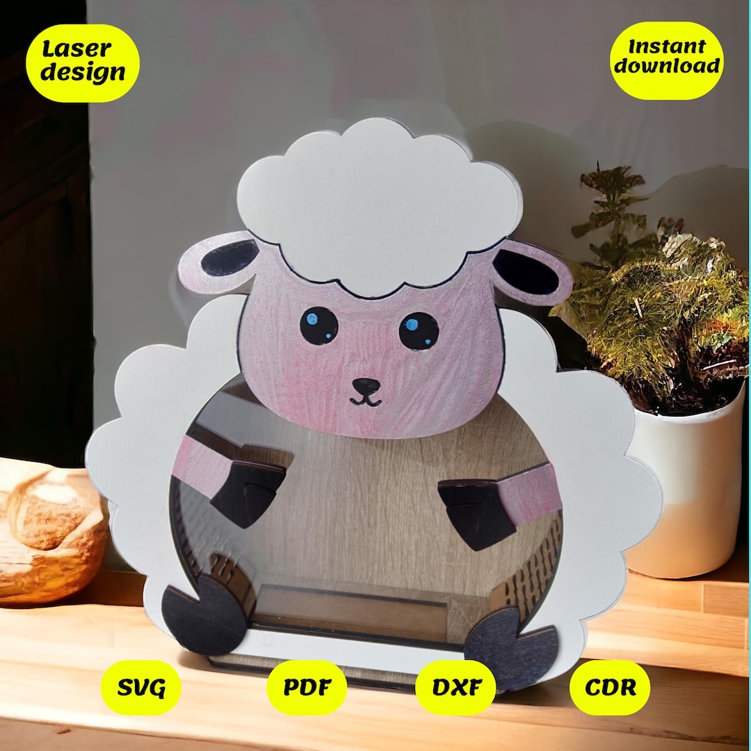 Sheep Candy Box Designs for Laser Cut, Digital Files, Cdr, Dxf, Ai, Svg ...