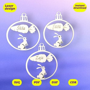 Bunny Ornament Design for Laser Cut, Cnc , Digital Files, Cdr, Dxf, Ai ...