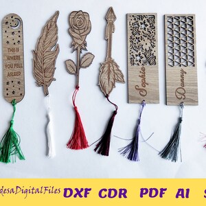 Set of 16 Bookmarks Design for Laser Cut, Digital Files, Cdr, Dxf, Ai ...