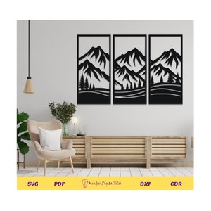Mountains Wall Panel Design for Laser Cut,sticer Decal, Router ...