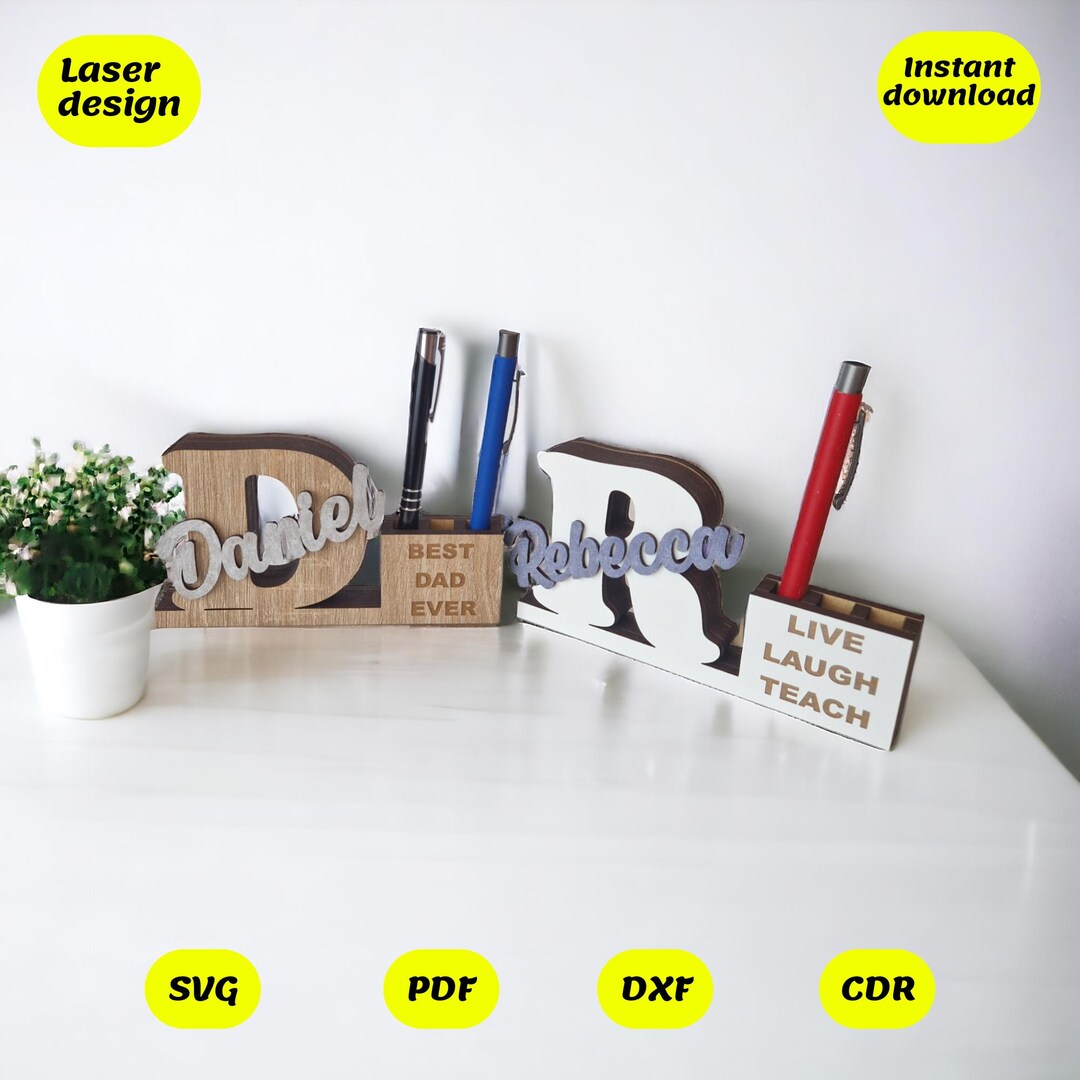 A-Z Letter Pen Stands Designs Bundle, Files for Laser, Laser Cut Files ...