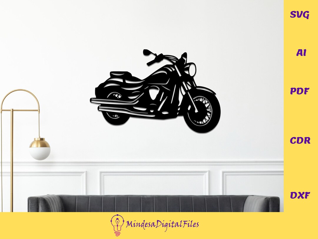 Motorcycle Wall Art Design for Laser Cut, Cnc, Digital Files, Cdr, Dxf ...