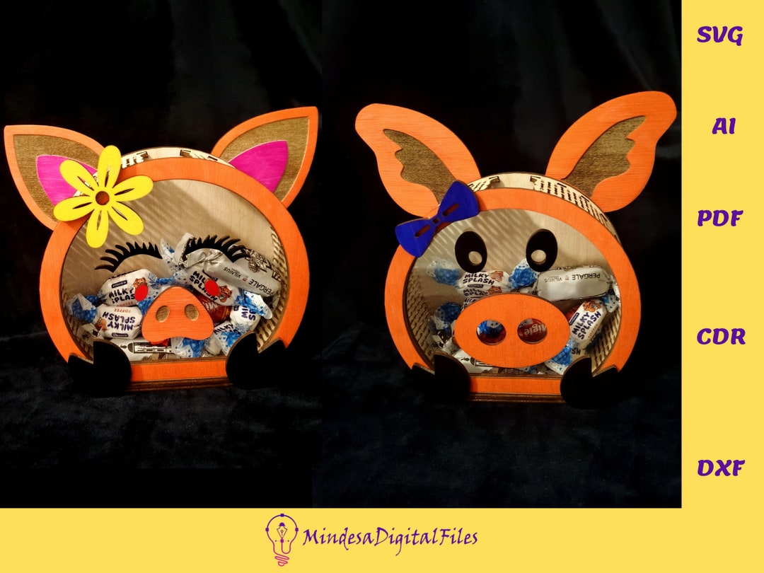 Piglet Candy Money Box Designs for Laser Cut, Digital Files, Cdr, Dxf ...