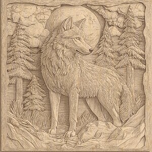 3D Wolf Engraving: Laser Cut File for Glowforge, Xtool (digital ...