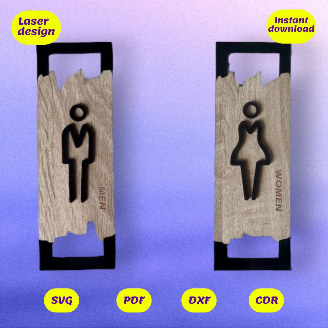 Toilet Sign Design for Laser Cut, Glowforge Files, Laser Svg Files ...