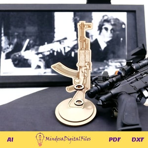 AK47 Shape Pen Stand Design for Laser Cut, Digital Files, Cdr, Dxf, Ai ...